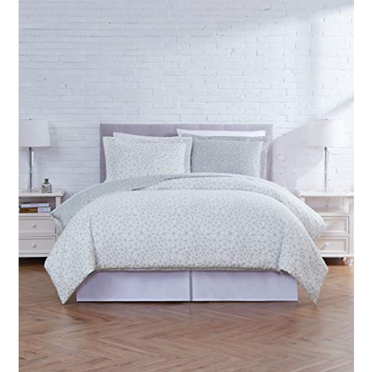 Geometric Maze Collection - Premium Quality, Soft, Wrinkle, Fade, & Stain Resistant, Easy Care, Oversized Duvet Cover Set, King / California King, Grey