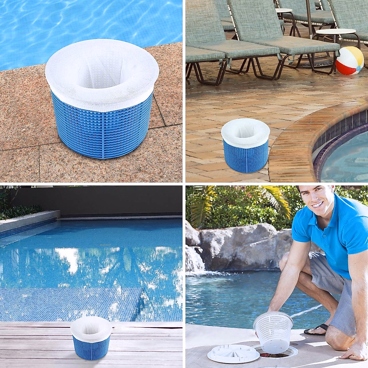 Aiglam Pool Skimmer Socks, 30-Pack Pool Basket Socks to Save Pumps, Filters, Baskets and Skimmers, for In-Ground and Above Ground Pools