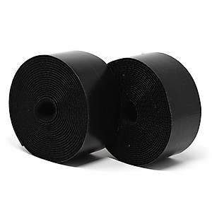 Strenco 2 Inch Hook and Loop Strips with Adhesive - 5 Yards - Heavy Duty Tape - Black Sticky Back Fastener