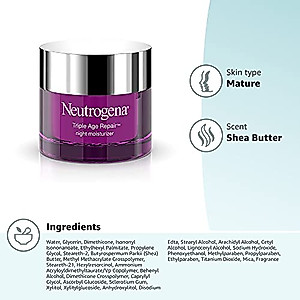 Neutrogena Triple Age Repair Anti-Aging Night Cream with Vitamin C; Fights Wrinkles & Even Tone, Dark Spot Remover & Firming Anti-Wrinkle Face & Neck Cream; Glycerin & Shea Butter, 1.7 oz
