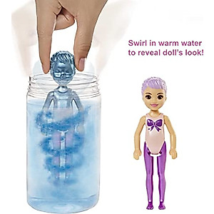 Barbie Color Reveal Chelsea Doll with 6 Surprises: 4 Mystery Bags, Water Reveals Doll's Look & Color Change on Bodice; Glitter Series; [Styles May Vary]
