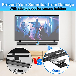 Sound Bar Mounts Under TV for Samsung, Vizio, Bose, LG and More Soundbar TV Mount with Remote Holder - Height Adjustable Soundbar Mounting Bracket Under TVs Hold Up to 35 Lbs