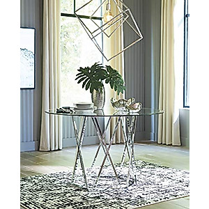 Signature Design by Ashley Madanere Round Contemporary Dining Room Table, Chrome Finish
