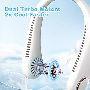 Coastacloud Portable Neck Fan, Rechargeable Turbo Bladeless Fan, 3 Speeds Adjustment 360° Cooling Airflow, Hands Free Wearable Personal Fans for Outdoor Travel Office