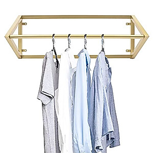 LYNICESHOP Wall Mounted Gold Clothes Rack Vintage Retail Garment Rack Hanging Rod Wall-Mounted Hanging Clothes Shelf Metal Commercial Clothes Racks for Hanging Clothes