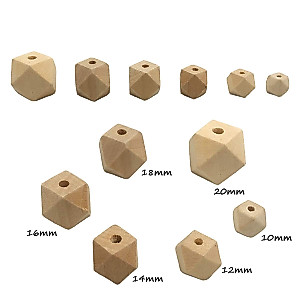 Alenybeby Organic Wooden Geometric Hexagon Beads Accessory 20mm Ecofriendly Wood Faceted Beads DIY Craft Jewelry (20mm-20pcs)