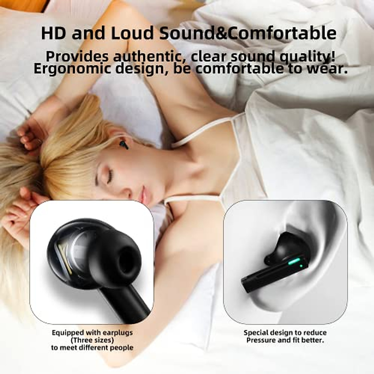 Wireless Earbuds, 2pack 50Hrs Playtime Bluetooth Earbuds Built in Noise Cancellation Mic with Charging Case, Bluetooth Headphones with Stereo Sound, IPX7 Waterproof Ear Buds for iPhone and Android