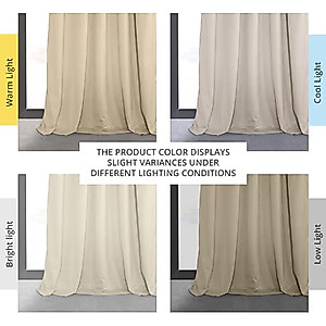 HPD Half Price Drapes Velvet Blackout Curtains/Drapes - 84 Inches Long 1 Panel Blackout Curtain Signature Pleated for Living Room & Bedroom - 25W X 84L, Alabaster Beige