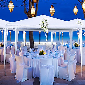 10' x 10' Outdoor Canopy Tent, White Party Tent with Spiral Tube, Wedding Patio Gazebo with Dressed Legs, Small Waterproof Tent for Barbecue, Camping