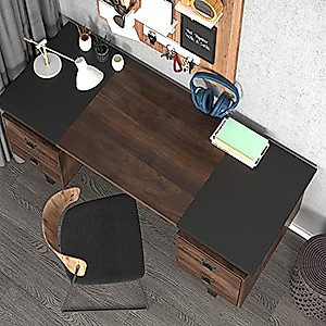 MODERION Computer Desk for Home Office with 4 Large Drawers, Rustic Wood Writing Study Table with Metal Frame, 59” x 21.7” x 29.5”, Easy Assembly, Brown and Black CTSZ20401WACM