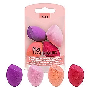 Real Techniques Mini Miracle Complexion Sponge Makeup Blender, Beauty Sponges,(2 Packs of 4, 8 Count Total)