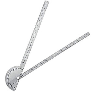 Outus Angle Protractor Angle Finder Ruler Two Arm Stainless Steel Protractor Woodworking Ruler Angle Measure Tool with 0-180 Degrees (30 cm/ 11.8 Inch)