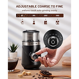 SHARDOR Adjustable Coffee Bean Grinder Electric, Herb / Spice Grinder, Espresso Grinder with 1 Removable Stainless Steel Bowl, Black