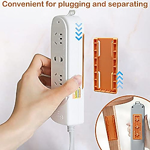 4Pcs Self Adhesive Power Strip Holder, Adhesive Punch Free Desktop Socket Fixer Wall Mounte, Plug-in Socket Fixer Bracket Stand for Kitchen Home Office Cable Management