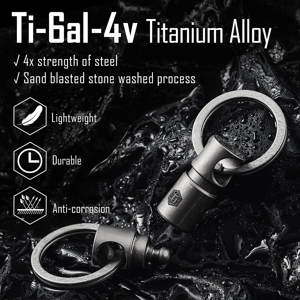 KeyUnity KA24 Detachable Key Ring Connector, Double-end Swivel Keychain Titanium Rotatable Key Organizer Linker for Carabine