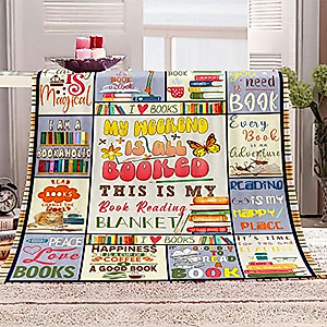 MULY Book Lover Gift Blanket, Book Club Bookworm Gift, Literary Gift Ideas Throw Blanket, Librarian Gift Throw Blanket for Book Lovers, Warm and Cozy Flannel Blanket 50x60 Inch