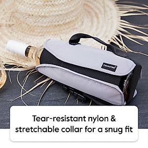 ThermoFlask Wine Bottle Ice Jacket - Wine Bottle Holder with Adjustable Buckle & Strap - Temp-Lock Wine Carrier - Wine Carrier for Travel - Wine Accessory for Brunch, Christmas, Parties & More - Grey