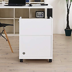 Shirai Sangyo OF2-6045P Office CO 2 Convenient Desk Side Wagon, Rack, With Casters, Under Desk Storage, Compatible with A4 File Boxes, Back Makeup, Wood, Width 17.7 inches (45 cm), Height 23.2 inches (59.2 cm), Depth 13.6 inches (34.3 cm)