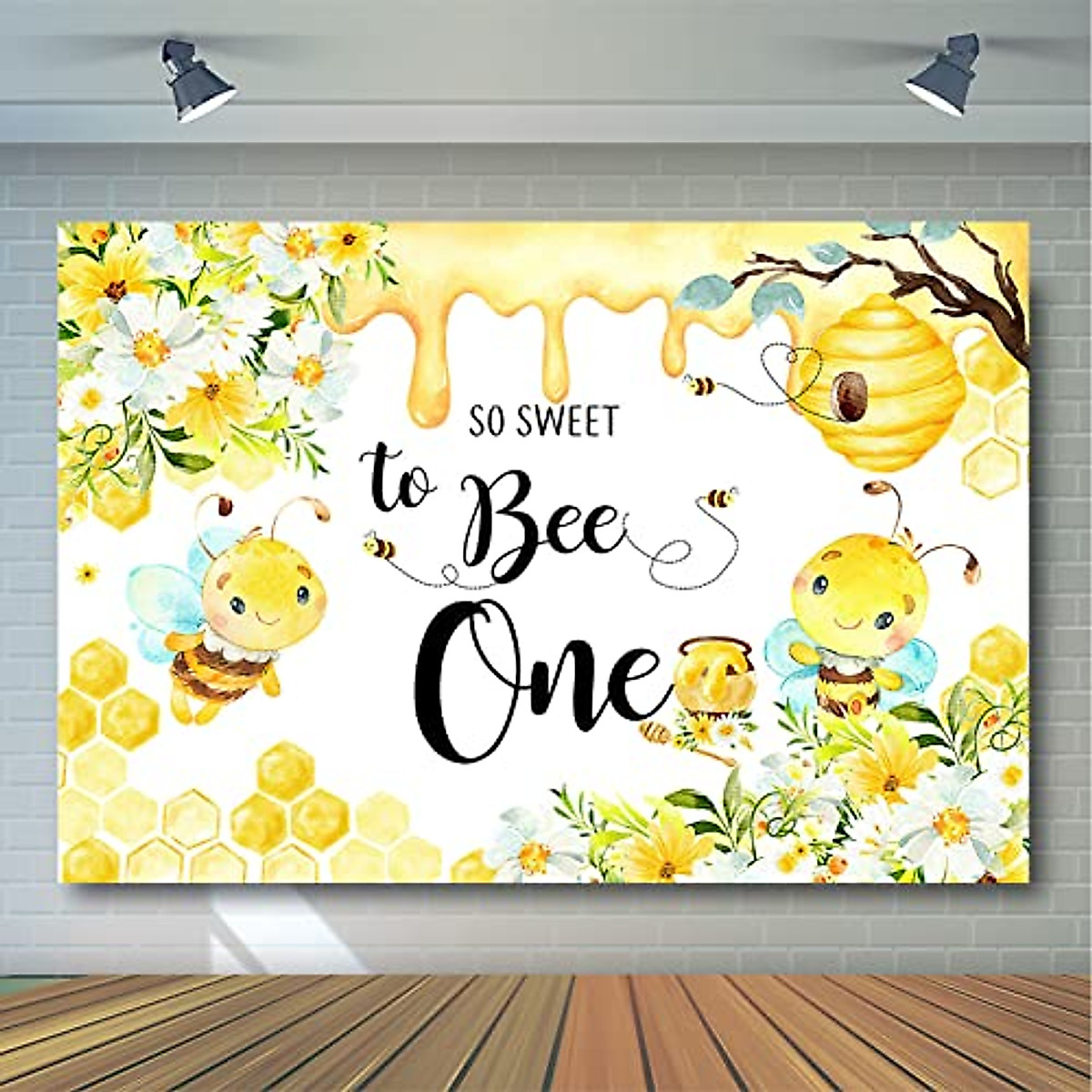 Avezano So Sweet to Bee One Party Backdrop for First Bee-Day Bee 1st Birthday Party Decorations Photography Background Bumblebee Honey Bees First Party Photoshoot (7x5ft)