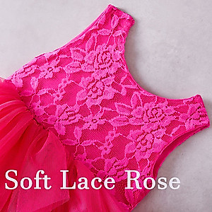 Cilucu Flower Girls Dress Kids Long Tiered Tulle Dresses Little Girls Birthday Party Ball Gown Baby Girls Princess Banquet Pageant Outfits Children Summer Boho Dress Hot Pink Size 3-4T