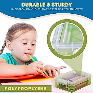 Vlish 6 Clear Crayon Plastic Storage Containers - 6 Pack Classroom School Supplies, Stackable Case Boxes Snap Latch Lids Closure, Arts and Crafts Organizer Bins-1.5x3.5"x4.75" Colors May Vary