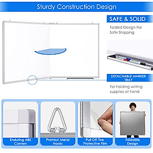 Large Magnetic Whiteboard, maxtek 60 x 36 Magnetic Dry Erase Board Foldable with Marker Tray 1 Eraser 3 Markers and 6 Magnets | 5' x 3' Big Wall-Mounted Memo White Board for Office Home & School