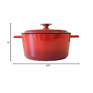 Lava Signature Enameled Cast-Iron Round Dutch Oven - 4-3/4 Quart, Cayenne Red