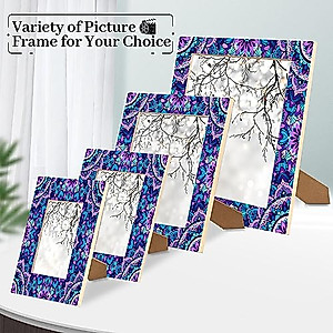 Mandala Purple 5x7 Picture Frame Wood Photo Frame for Tabletop Display Wall Mount Picture Frame Display 5 x 7 Inch Photo Wall Decor Home Gift Frames