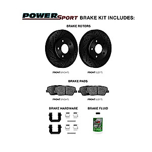 Power Sport Front Brakes and Rotors Kit |Front Brake Pads| Brake Rotors and Pads|Ceramic Brake Pads and Rotors|Hardware Kit BBC1.42129.42