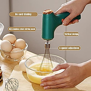 Mini Hand Mixer, Household Cordless Electric Hand Mixer,USB Rechargable Handheld Egg Beater with 2 Detachable Stir Whisks with 3 Speed Modes for Kitchen Baking and Baby Food