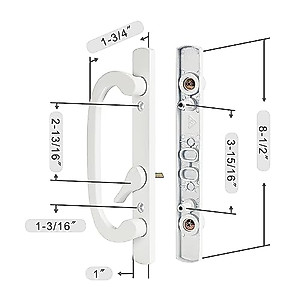 MaxxGeek Sliding Patio Door Handle Set with Zinc Diecast I/E Pulls Only, Offset Thumbturn, Fits 1-5/8" to 1-3/4" Door Thick, 3-15/16" Hole Spacing, Non-Handed, White