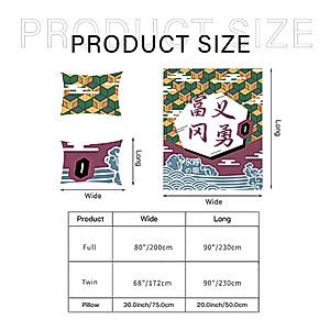 CHASLQM Anime Duvet Cover 3 pcs Bedding Set,Teen Anime Bedding Set Super Soft Duvet Cover Set with Pillowcase 60x86in with 20x30in