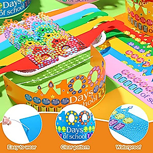 48 Pcs 100 Days of School Party Supplies 100th Day of School Crown Bulk Rhinestone Star Eyewear Glasses and Crowns 100 Days School Paper Party Hats and Eyeglasses for Kids School Classroom Decoration