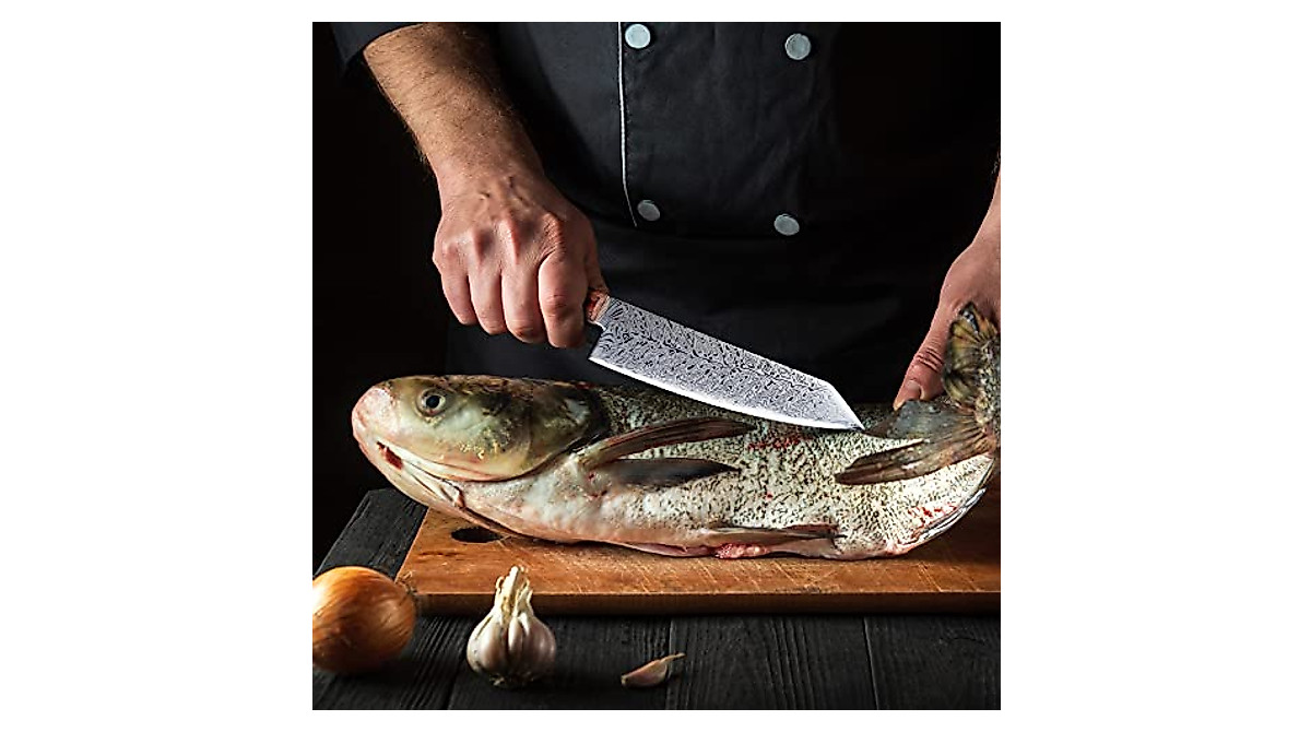 ALLWIN-HOUSEWARE W 8-Inch German Chef Knife with Laser Pattern