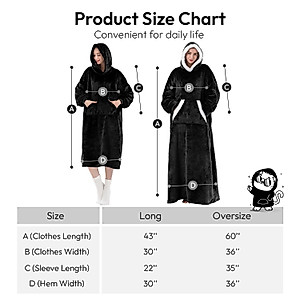 Wearable Blanket Hoodie for Women/Kids/Men, Oversized & Cozy Sherpa Lined Hoodie Sweatshirt Blanket