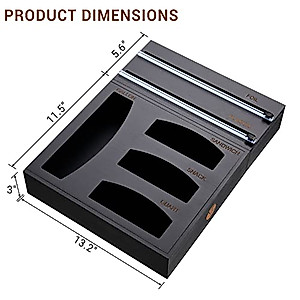 Maidek Ziplock Bag Storage Organizer - Plastic Bag Organizer & Foil Dispenser for Gallon, Quart, Sandwich, Snack Pouches, Plastic Wrap - Compatible with Ziplock Bags - 17x13.2x3" Black