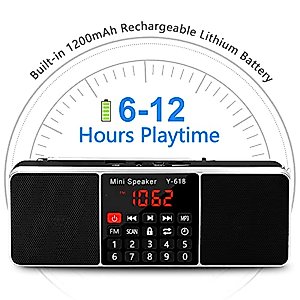 LEFON Multifunction Digital FM Radio Media Speaker MP3 Music Player Support TF Card USB Drive with LED Screen Display and Setting Timing Shutdown Function (Black)