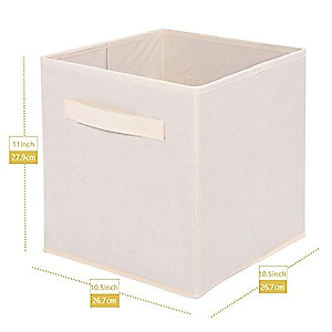 MaidMAX Fabric Storage Cubes, Cloth Cubby Storage Bins for Home Bedroom Closet Nursery Drawers Cube Organizer, Foldable, Beige, 10.5×11 inches, Set of 6