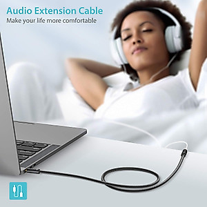 Syncwire 3.5mm Male to Female Stereo Audio Extension Cable [Hi-Fi Sound] [Gold Plated Jack] Nylon-Braided AUX Extension Cord Adapter Compatible with iPhone iPad Smartphone Tablets Media Players, 3FT