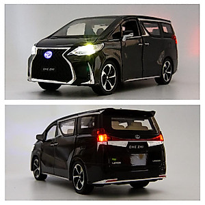 WAKAKAC Model Car 1/24 Lexus LM300 Alloy Pull Back Metal Collectible Toy Car with Light and Sound Toy Vehicle Door Can be Opened, Gift Black.