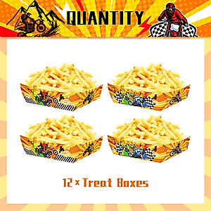 Heidaman Dirt Bike Paper Trays, 12pce, Yellow, Disposable, Motorcycle Design, Birthday Party Supplies