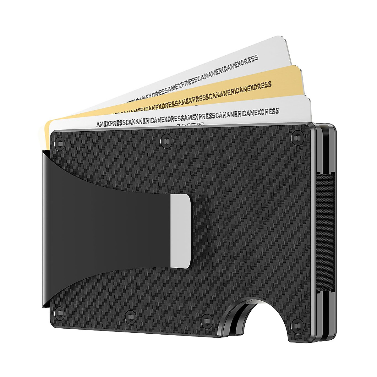 Minimalist Slim Wallet For Men with Money-Clip-Credit Card Holder, Carbon Fiber Wallet, Thin Metal Wallet, Rfid Wallet for Men