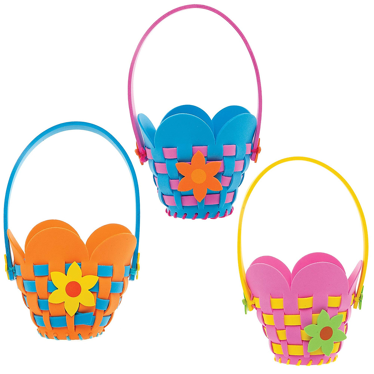 Baker Ross AT380 Flower Basket Weaving Kits - Pack of 4, Introductory Sewing for Beginners and for Kids Arts and Crafts Projects