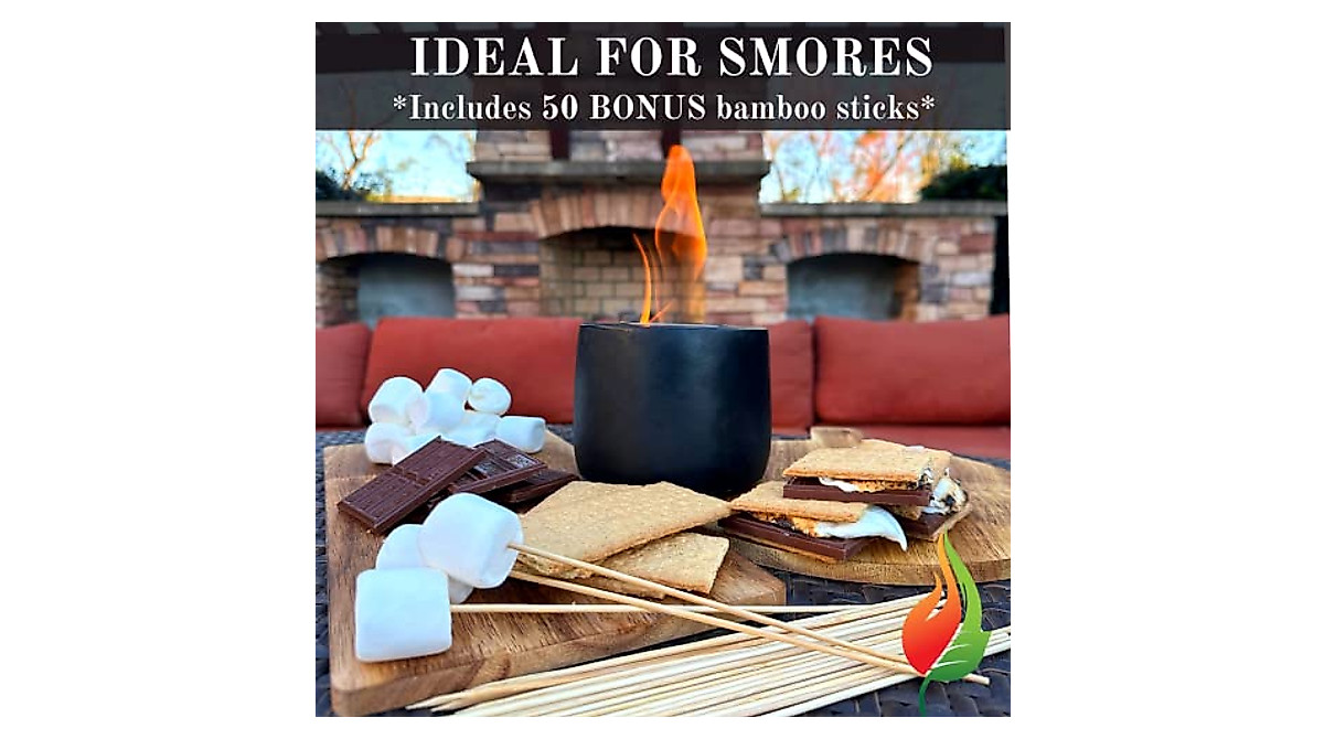 Denali Firebowls Tabletop Firepit for S'mores & Plants | Midnight Black