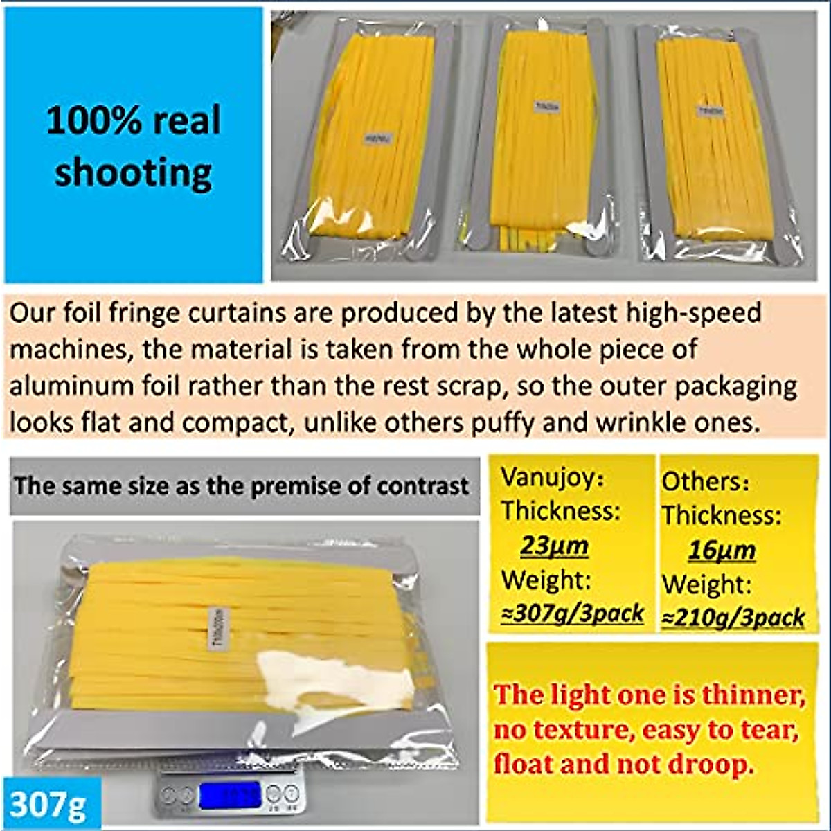 Vanujoy 3pcs Macaron Yellow Tinsel Foil Fringe Backdrop Curtains Party Decoration - Party Door Wall Streamer Photo Backdrop for Birthday Wedding Engagement Bridal Shower Decoration