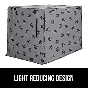 GORILLA GRIP Dog Crate Covers compatible with Amazon Basics Dog Crates, All Sides Open, Privacy Cover Fits 36" Wire Kennel, Breathable Mesh Windows, Light Reducing Puppy Training Cage Topper, Gray Paw