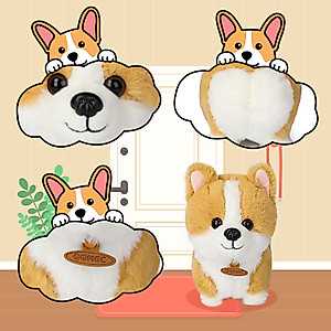 FITNISSFTW Plush Toy, Stuffed Animal Throw Plushie Pillow Doll, Soft Black and White Fluffy Friend Hugging Cushion - Cute Present for Every Age & Occasion (Corgi)