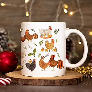 Yanprint Chicken Coffee Mugs For Chicken Lovers,Women,Funny Chicken lover Gifts Mug For Chicken Lady,Farmer,Farmhouse 11oz Tea Cup