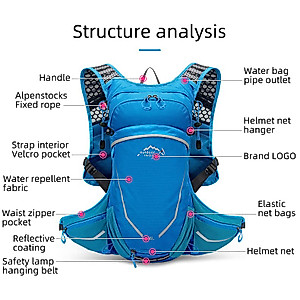 MANFS Portable waterproof hiking backpack 16L, with rainproof cover, outdoor sports travel day bag, for bicycle skiing (young)