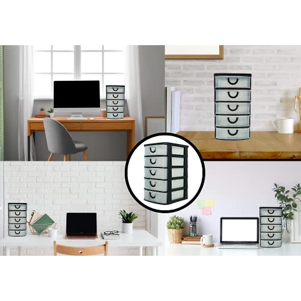 Massca 5 drawer storage organizer - Plastic dressers with drawers for Arts and Crafts, Small Tools, Sewing Accessories, Stationary, and Hardware, Compact Space Saving Small Plastic Drawers